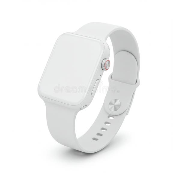 Sleek White Smartwatch with a Rectangular Face and Rounded Edges. the ...