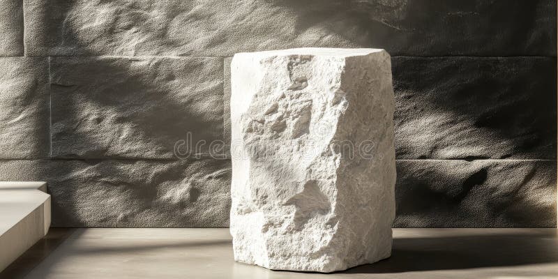 Sleek White Stone Pedestal with Rough, Rustic Texture, Offering a ...