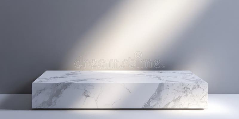 A Sleek White Stone Podium for Product Display, Featuring a Polished ...