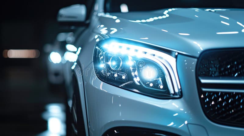 Sleek White SUV Spotlight of Car. Stock Illustration - Illustration of ...