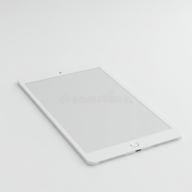 A Sleek, White Tablet Lies on a Plain Surface. the Device Features a ...