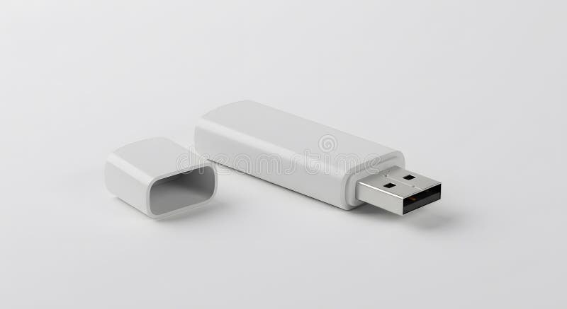 Sleek White USB Drive with Detached Cap Stock Illustration ...