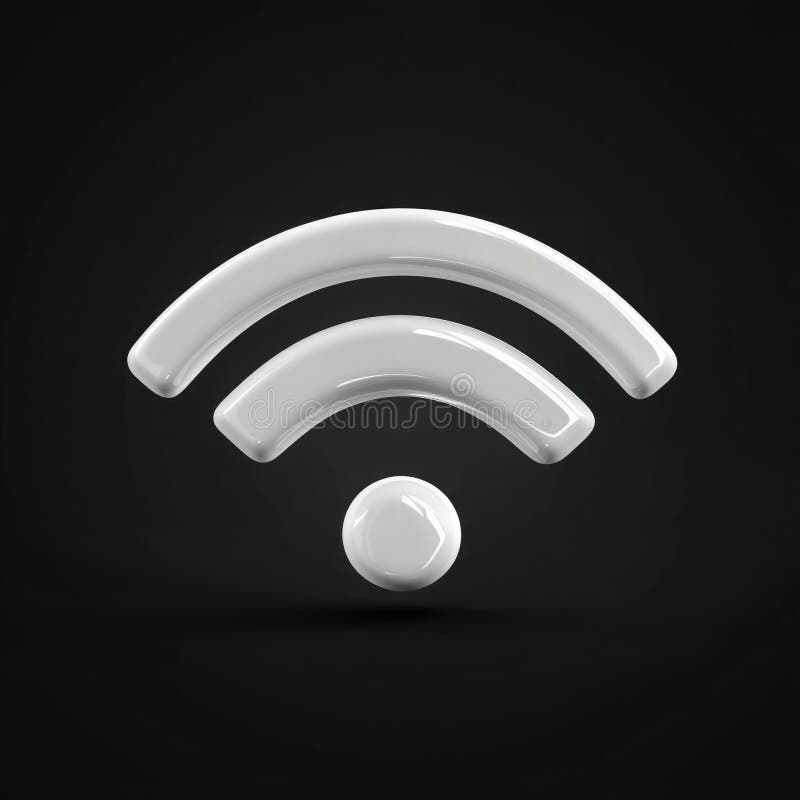 White WiFi Symbol on Black Background Stock Illustration - Illustration ...
