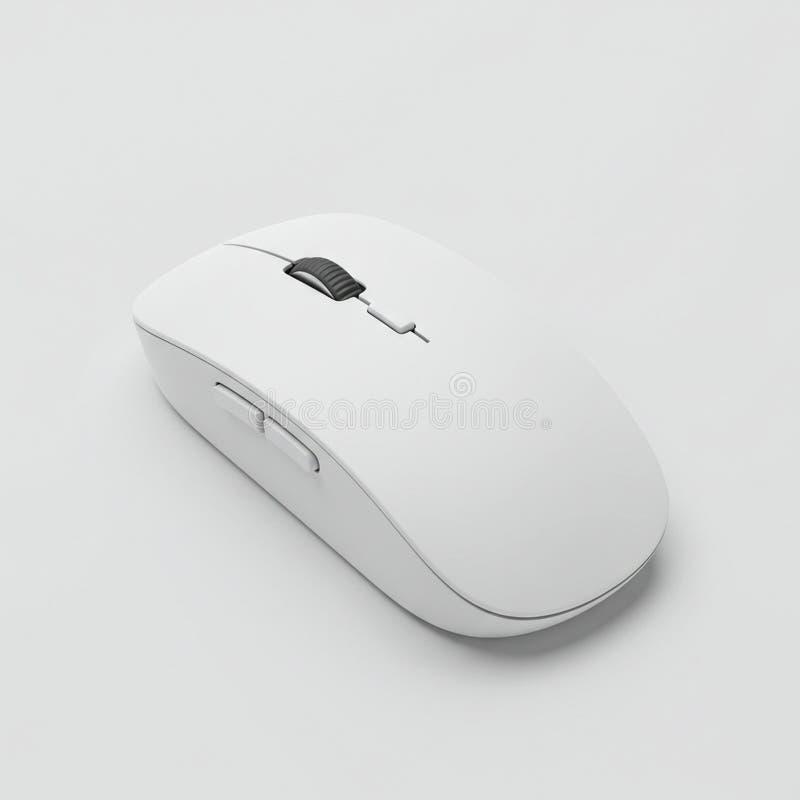 A Sleek, White Wireless Computer Mouse with a Smooth, Rectangular Shape ...