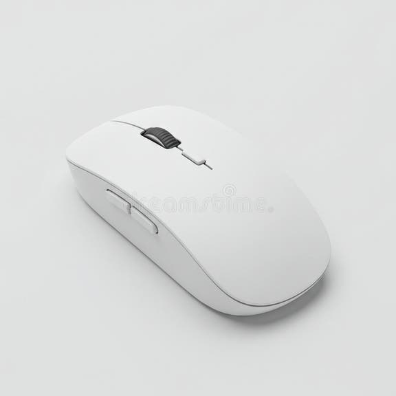 A Sleek, White Wireless Computer Mouse with a Smooth, Rectangular Shape ...