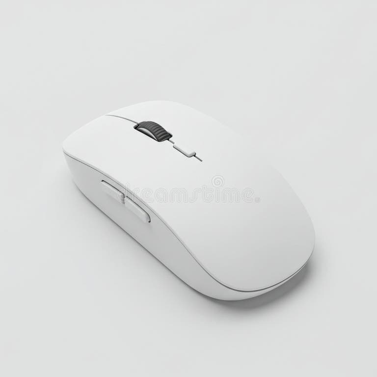 A Sleek, White Wireless Computer Mouse with a Smooth, Rectangular Shape ...