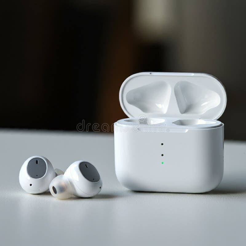 AI Generated Modern Wireless Earpods on a White Background with Sleek ...