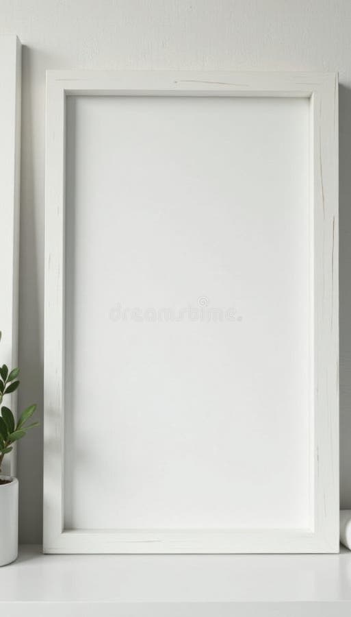 Sleek White Wooden Frame, Narrow Profile, Empty , Line, Whitewash Stock ...
