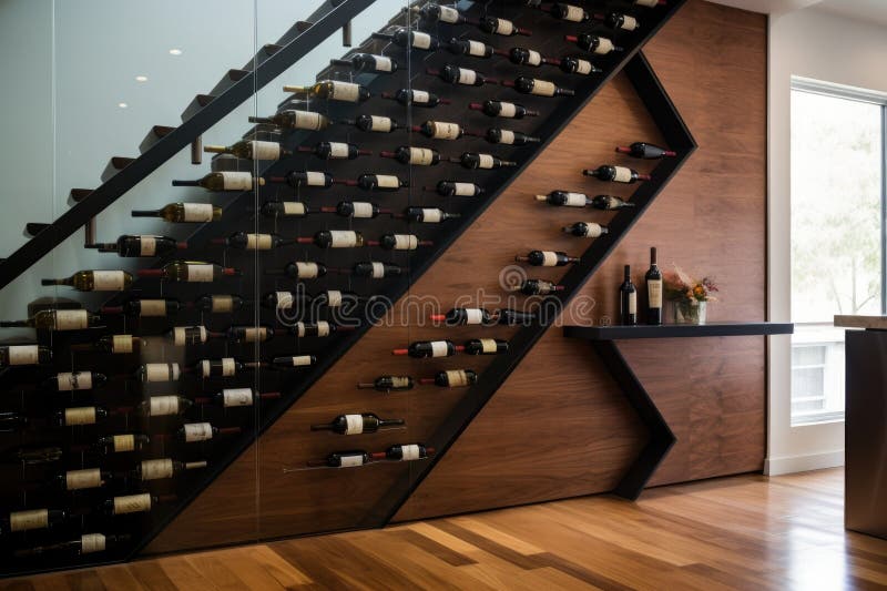 Sleek Wine Rack Built into Stair Wall Stock Illustration - Illustration ...