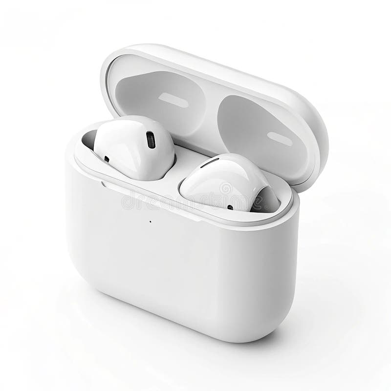 Sleek Wireless Earbuds Case White Background Stock Illustration ...