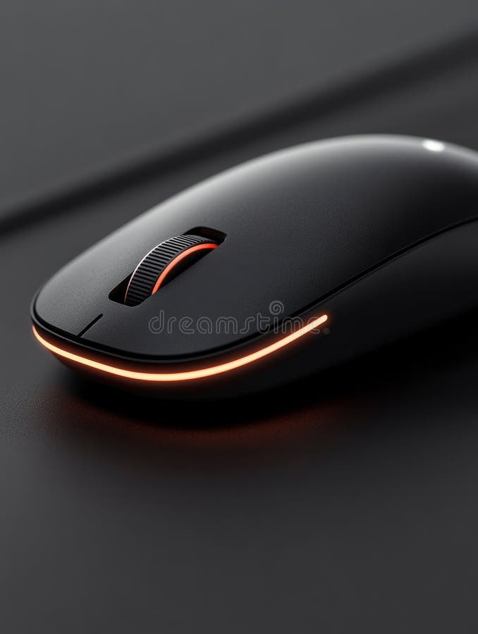 Sleek Wireless Mouse with LED Lights on a Surface. Stock Image - Image ...