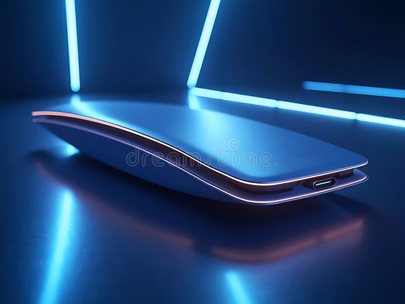 Sleek Wireless Mouse with Neon Highlights in Modern Setting Stock ...