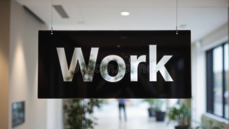 Sleek Work Sign in Minimalist Office Lobby Stock Illustration ...