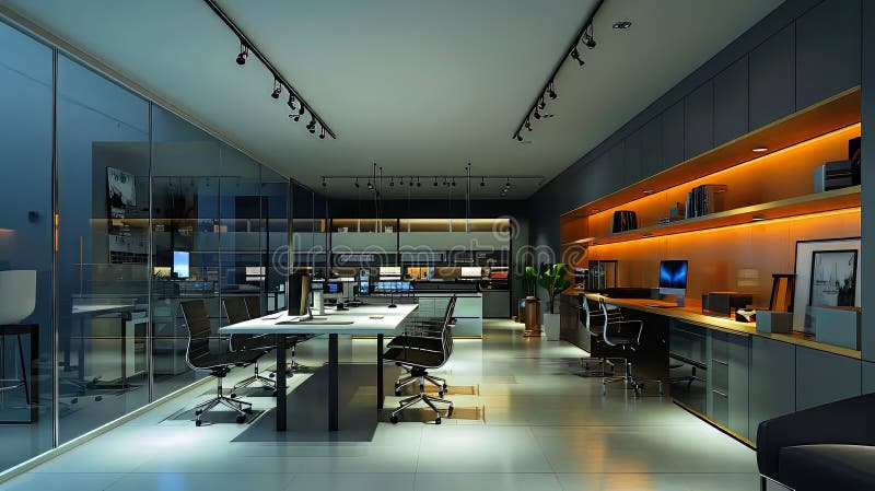 Sleek Workshop Room Interior Concept Stock Illustration - Illustration ...