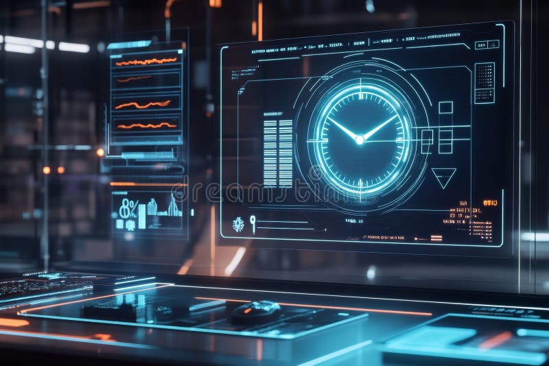 A Sleek Workspace Showcases Advanced Technology with a Glowing ...