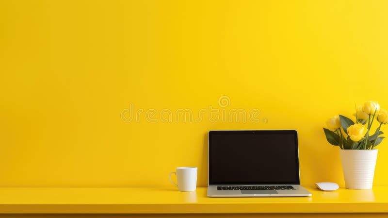 Sleek yellow computer stock illustration. Illustration of mouse - 368973420