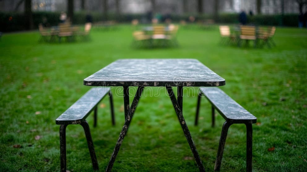 A Sleekly Designed Foldable Plastic Table is Set Up for an Outdoor ...