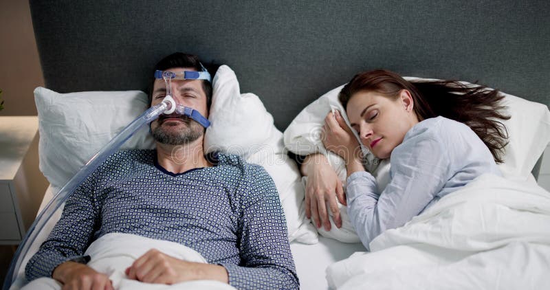 Sleep Apnea Oxygen Mask Equipment Stock Photo - Image of people, sick ...