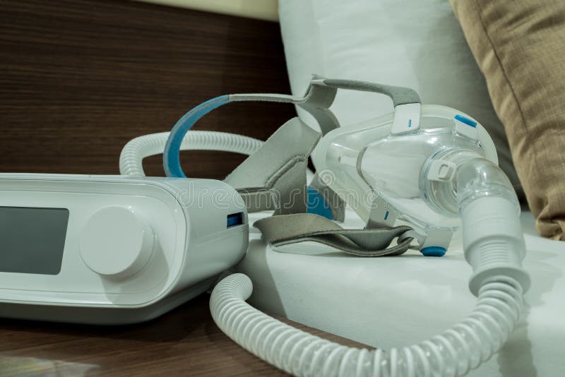 Sleep Apnea Therapy, CPAP Machine with Mask Stock Photo - Image of ...
