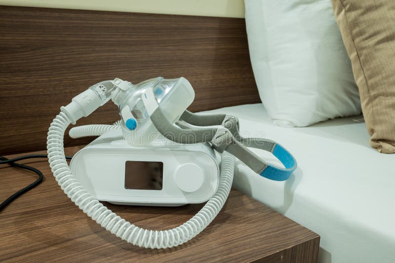 Sleep Apnea Therapy, CPAP Machine with Mask Stock Photo - Image of ...