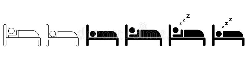 Sleep Bed Icon Set Basic Simple Design. Vector Stock Illustration ...