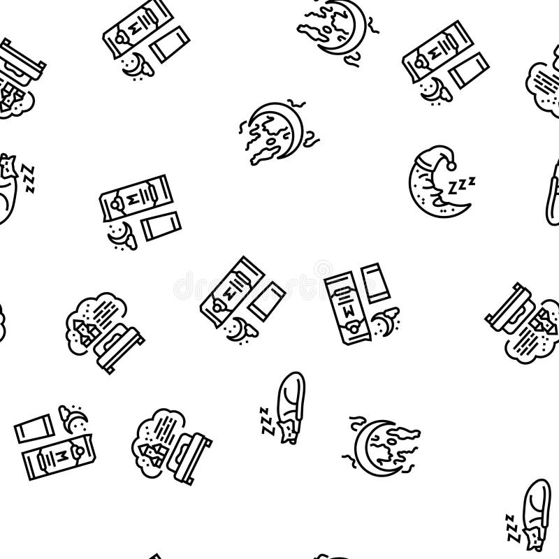 Sleep Bed Pillow Dream Night Seamless Pattern Vector Stock Vector ...