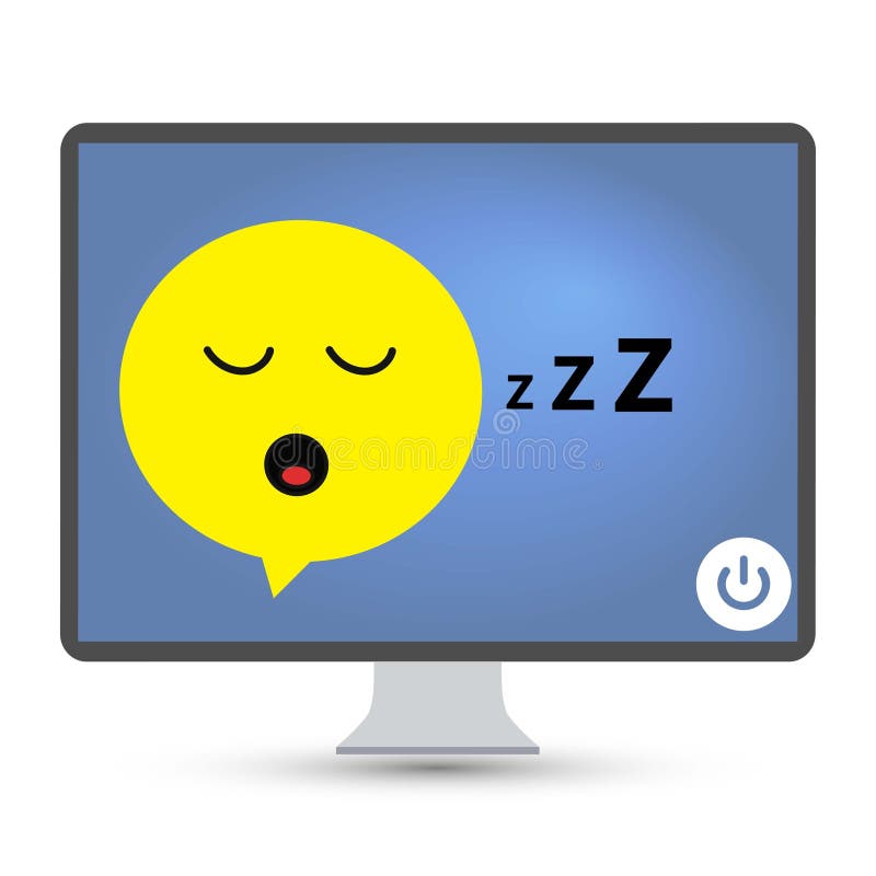 Computer Desktop with an Emoticon Speech Bubble Sleeping and the Sleep ...
