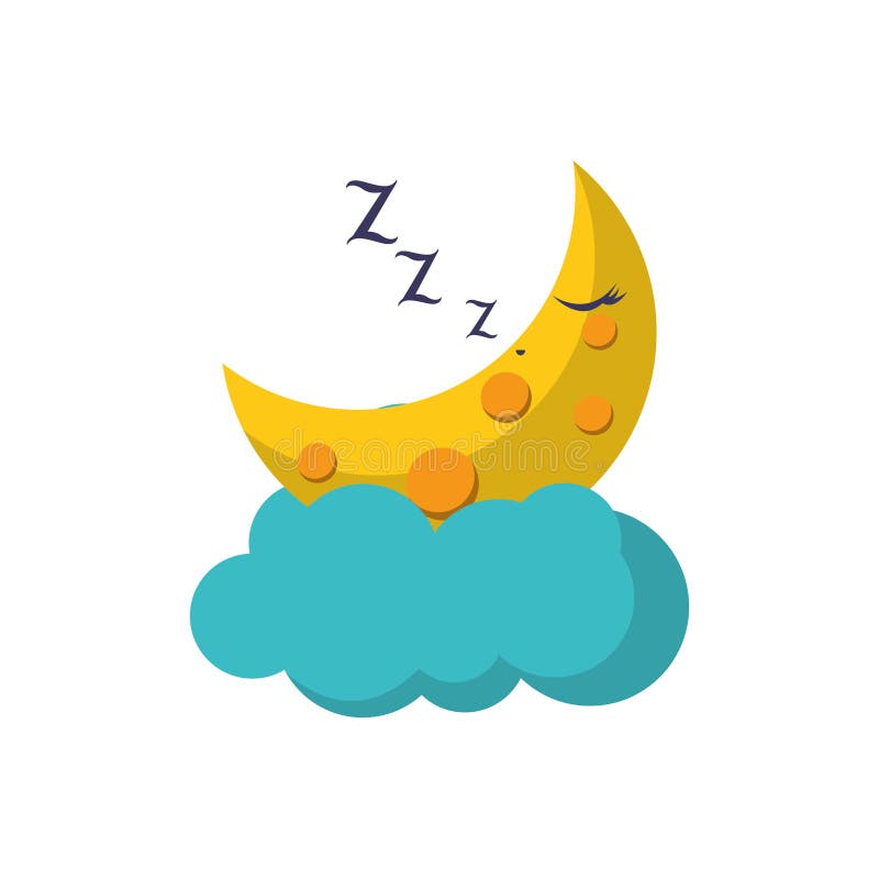 Sleep Cloud Half Moon Flat Icon Image Stock Vector - Illustration of ...