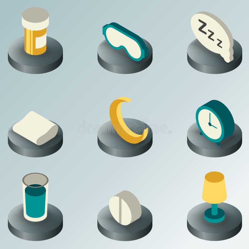 Sleep Color Isometric Icons Stock Vector - Illustration of info ...