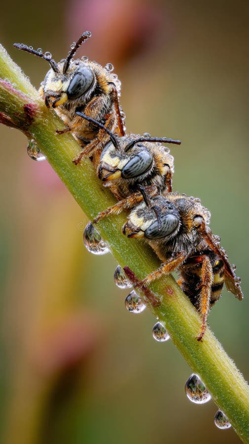 The Sleep of Cuckoo Bees Covered in Dew Generative AI Stock ...