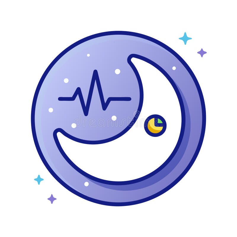 Sleep Cycle Icon: Moon with Brainwave, Nighttime Sleep Tracking, Starry ...