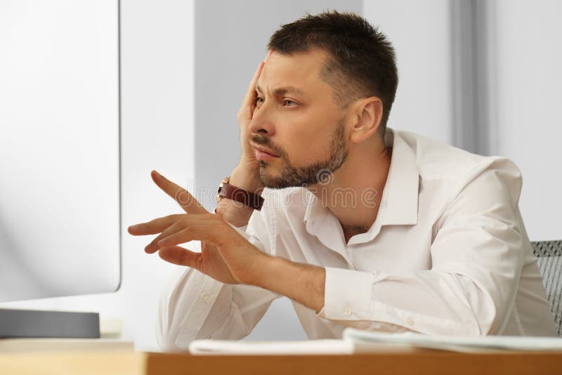 Sleep Deprived Young Woman Looking at Herself in Mirror Indoors Stock ...