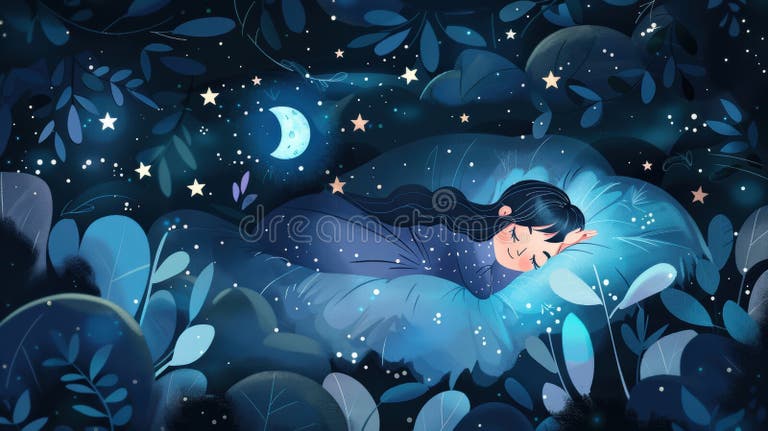 Sleep Disruption Concept with Restless Dreams Under a Tranquil Starry ...