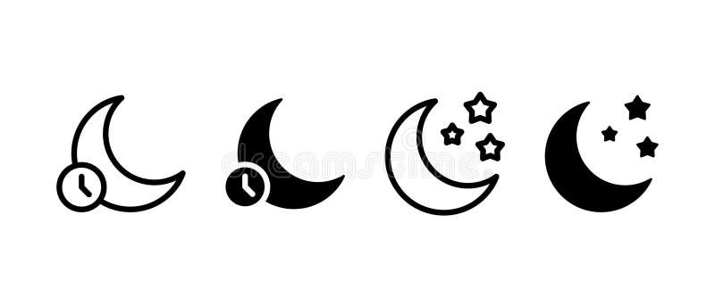 Sleep Icon Set. Crescent Symbol Stock Vector - Illustration of hostel ...