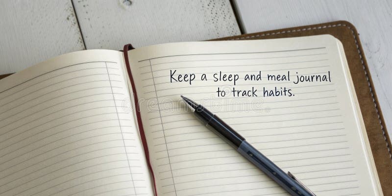 Sleep Journal an Open Notebook with Handwritten Notes about daily Meals ...