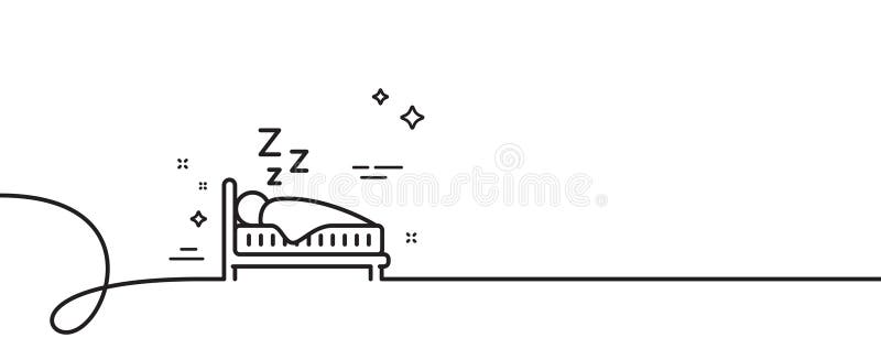 Sleep Line Icon. Night Rest Sign. Continuous Line with Curl. Vector ...