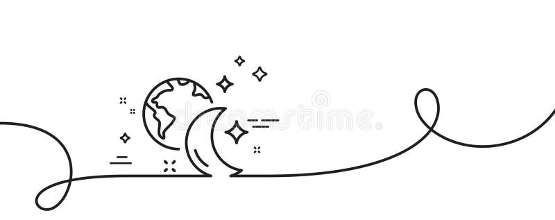 Sleep Line Icon. Night Internet Sign. Continuous Line with Curl. Vector ...