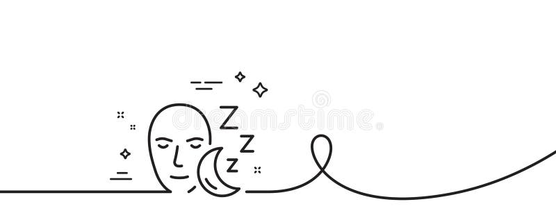 Sleep Line Icon. Night Rest Sign. Continuous Line with Curl. Vector ...