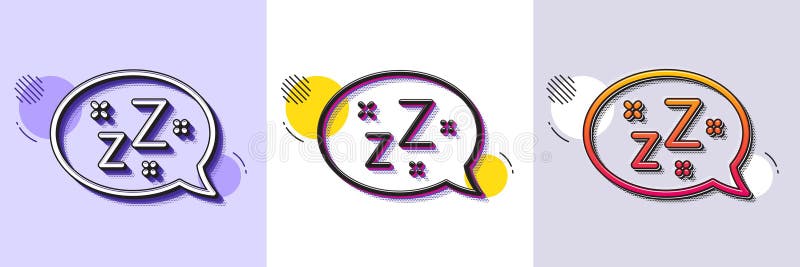 Sleep Line Icon. Zzz Speech Bubble Sign. Chat Message. Halftone Dotted ...