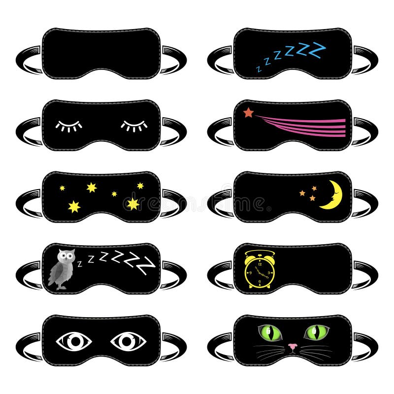 Sleep Mask Icon Set Isolated on White Background Stock Illustration ...