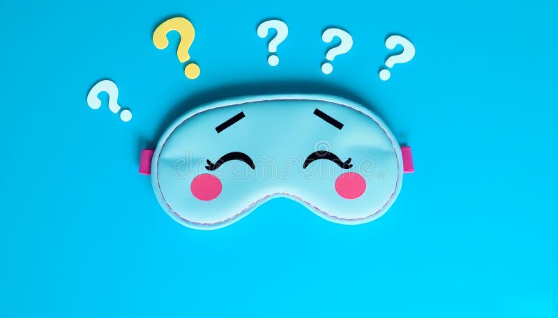 Sleep Mask with Question Marks on Blue Background Stock Illustration ...