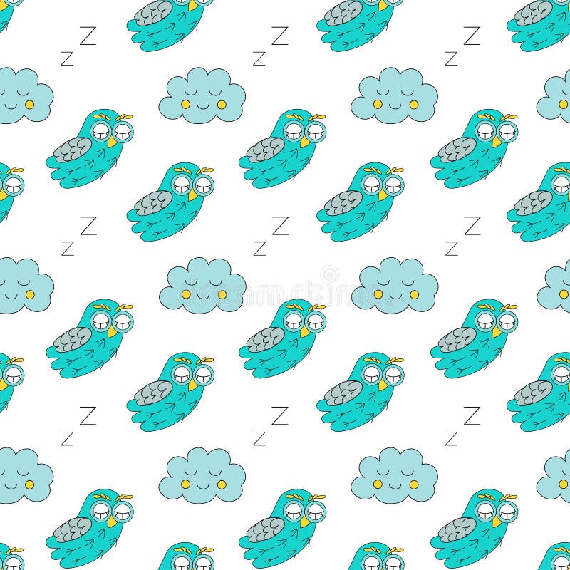 Sleep Owl Vector Seamless Pattern. Stock Vector - Illustration of nature, wild: 71899201