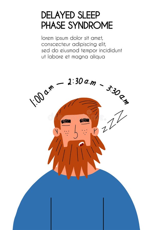 Sleep Phase Delay Syndrome. the Man is Sleeping. Flyer Template. Vector ...