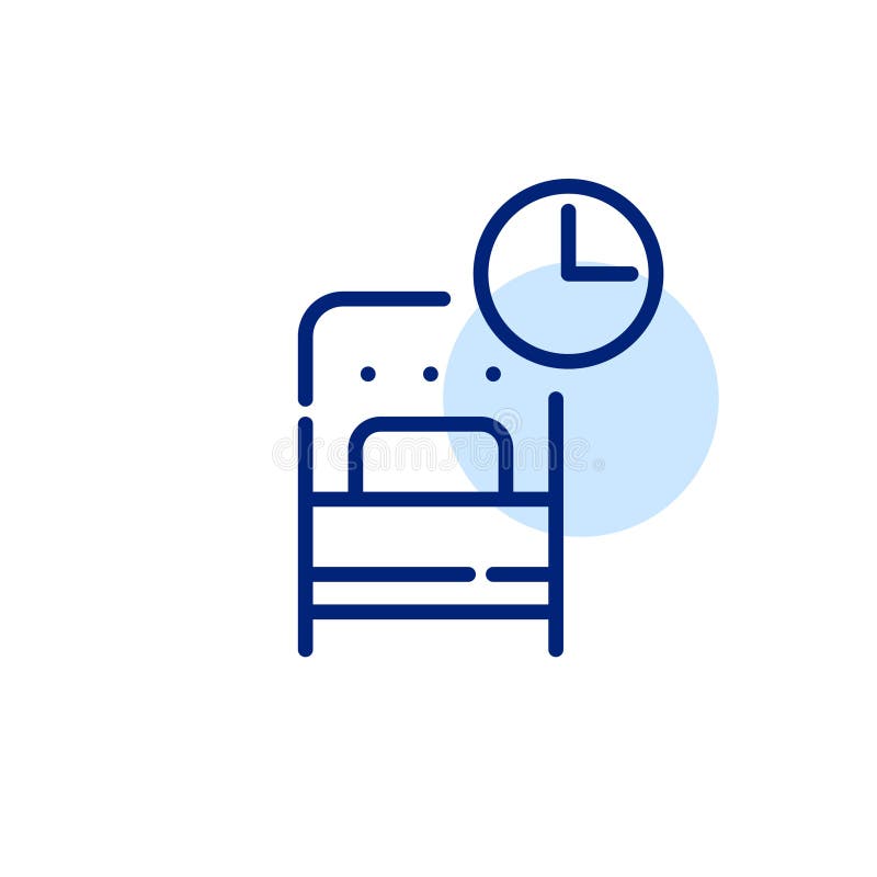Sleep Routine. Single Bed and Clock. Pixel Perfect, Editable Stroke ...