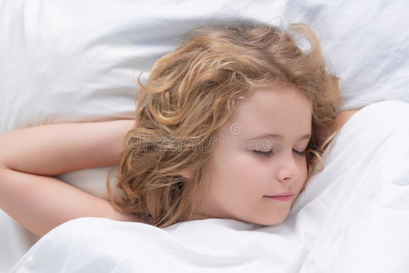 Sleep, Sleeping Concept. Kid Sleeps on Bed, Napping. Cute Child ...