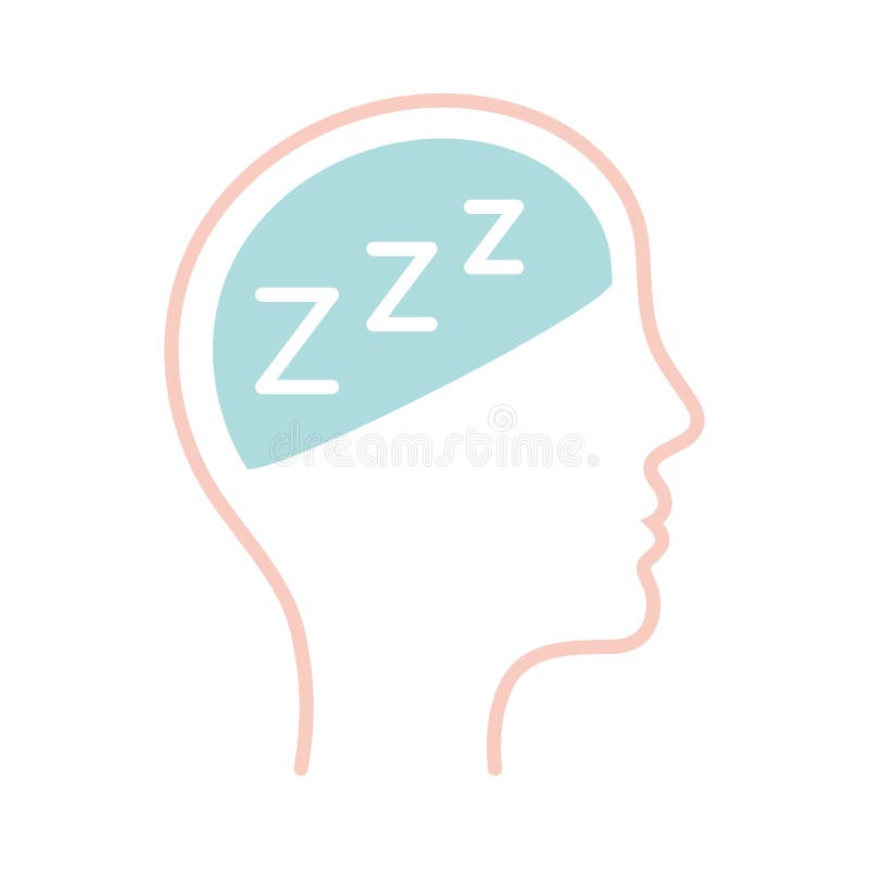 Sleep Symbol Inside Human Head Line Style Icon Vector Design Stock Vector Illustration Of