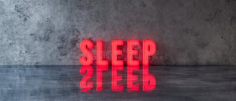 Sleep Text Sign on Concrete Wall 3d Render Stock Illustration ...