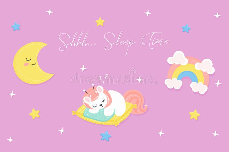 Sleep Time Flat Vector Illustration in Pastel Colors Stock Vector ...