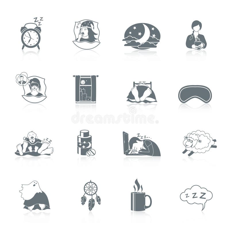 Sleep time icons flat stock vector. Illustration of pictogram - 46133795