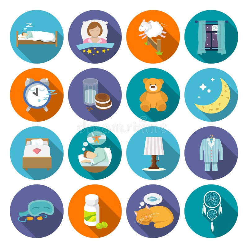 Sleep time icons flat stock vector. Illustration of light - 46670412